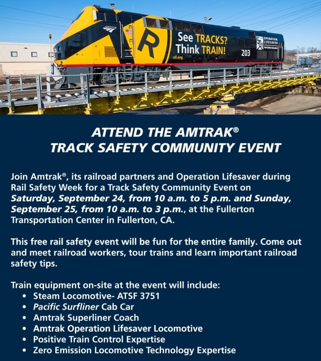 Amtrak to Host Track Safety Event in Fullerton - Fullerton Observer