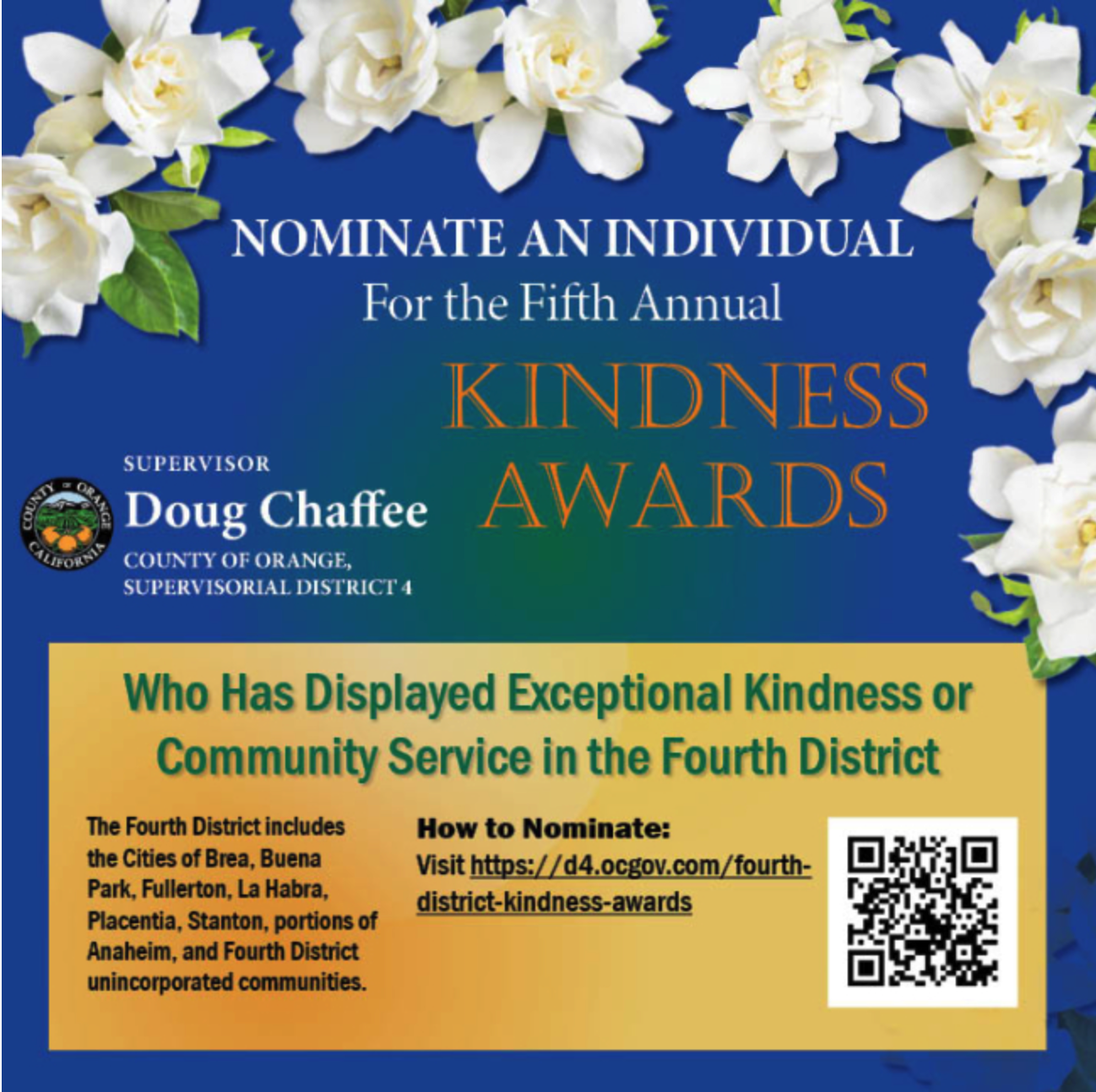 Nominations for Orange County Fourth District Kindness Awards Now Being ...