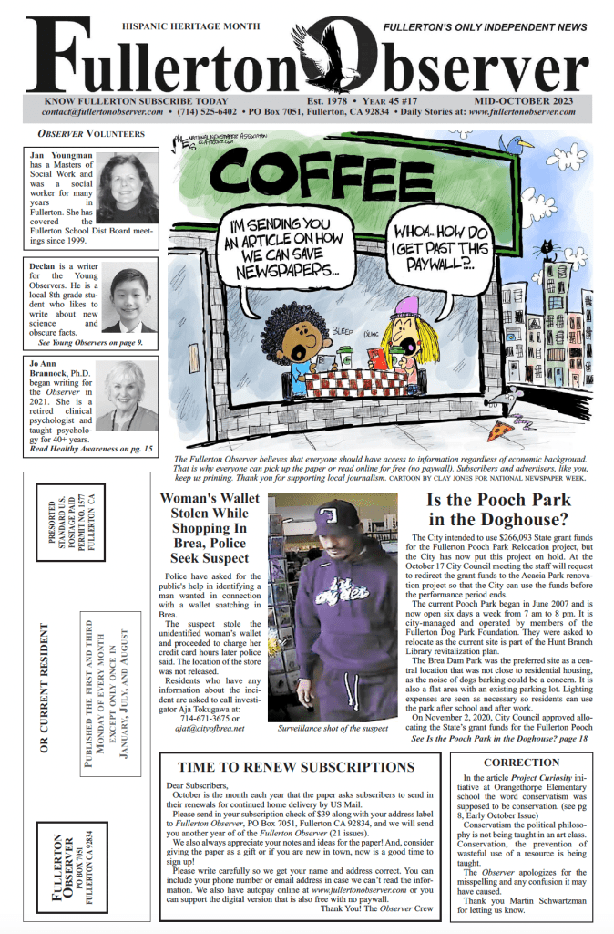 Read the Fullerton Observer E-edition Mid-October 2023 - Fullerton Observer