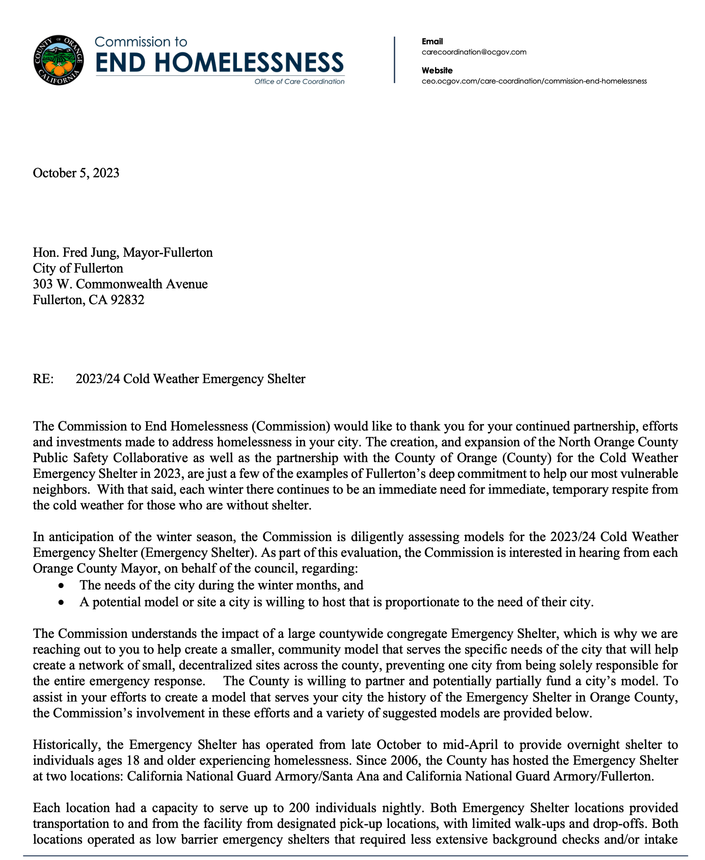 There is no Emergency Cold Weather Shelter in Fullerton - Fullerton ...