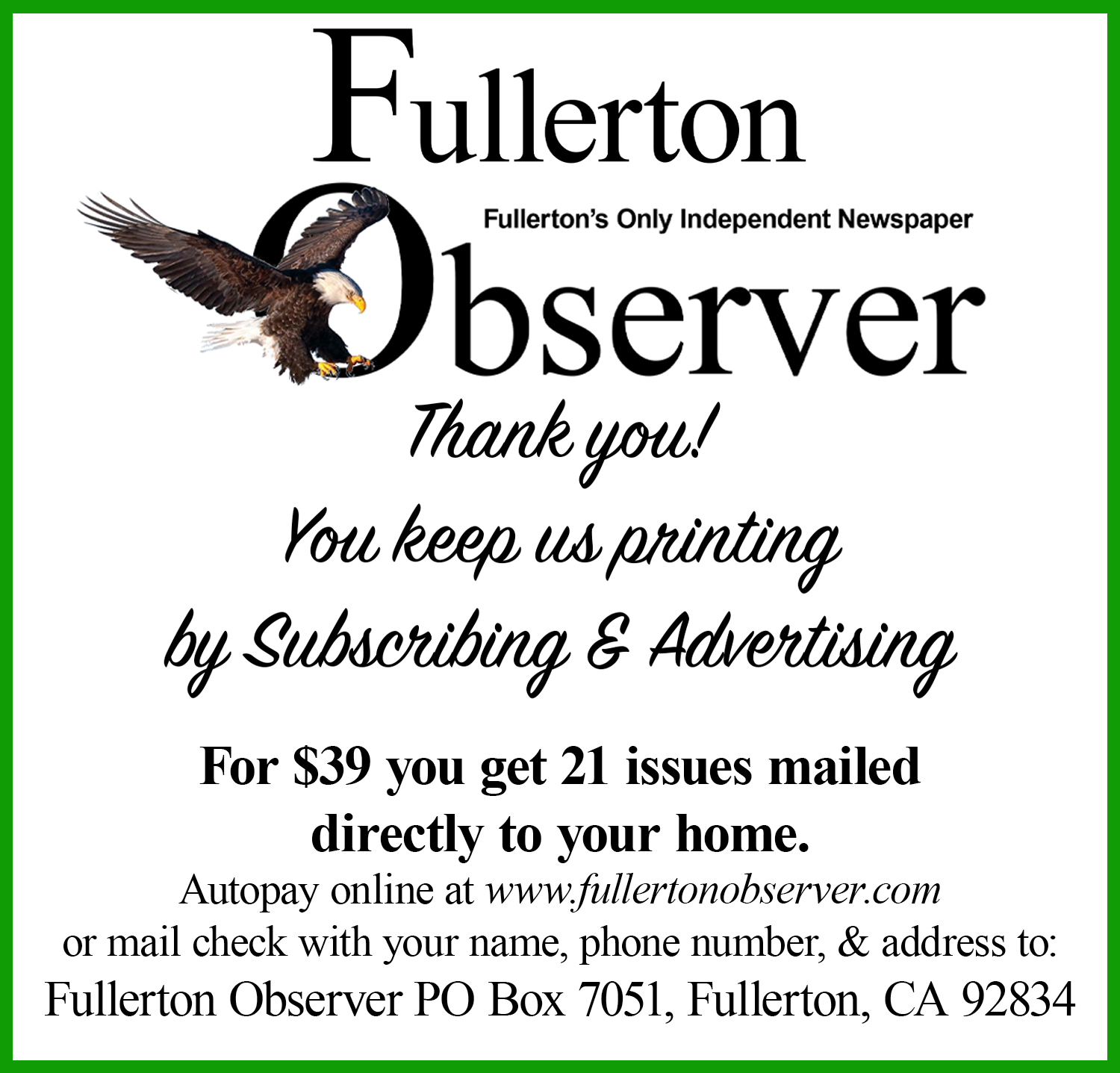 Advertise - Fullerton Observer