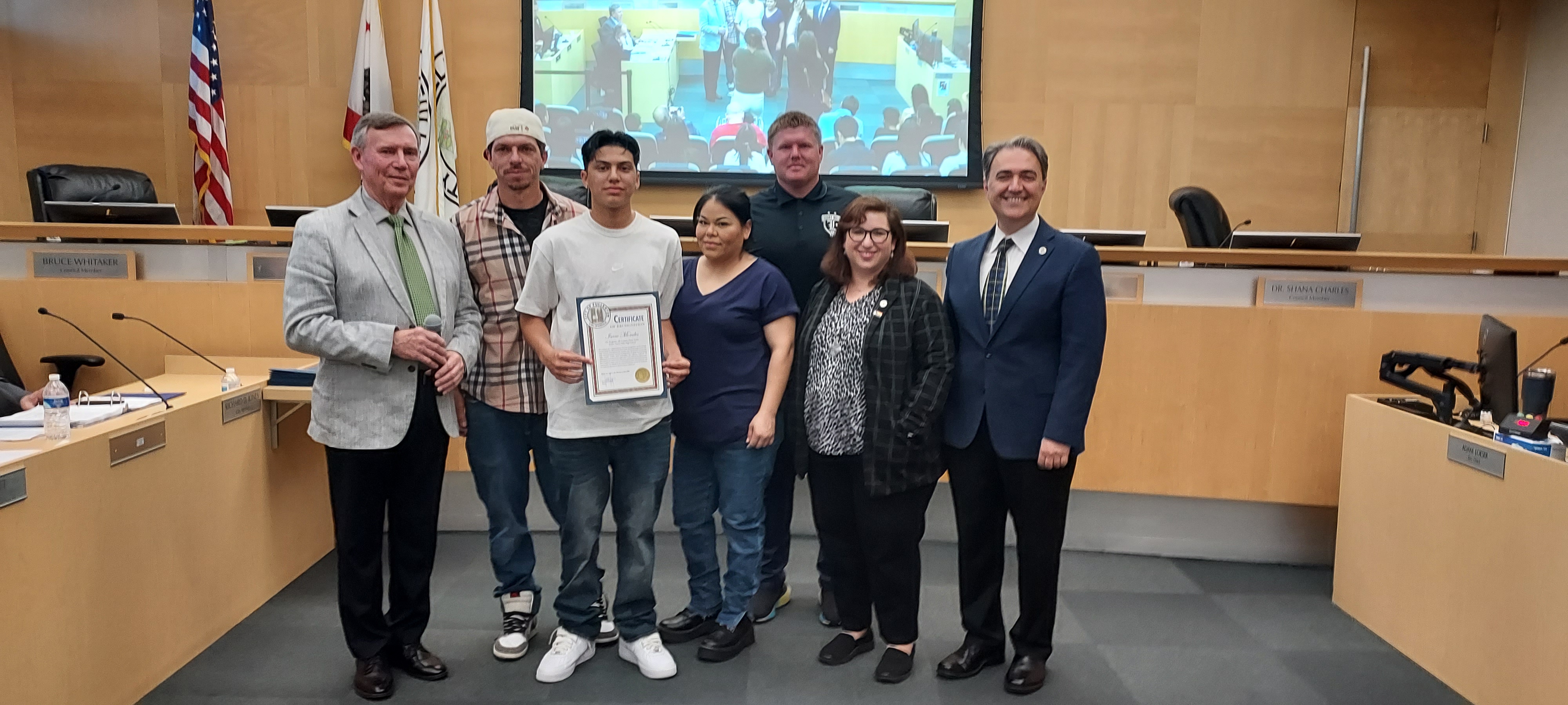 The city of Fullerton presented a certificate of recognition to Isaac ...